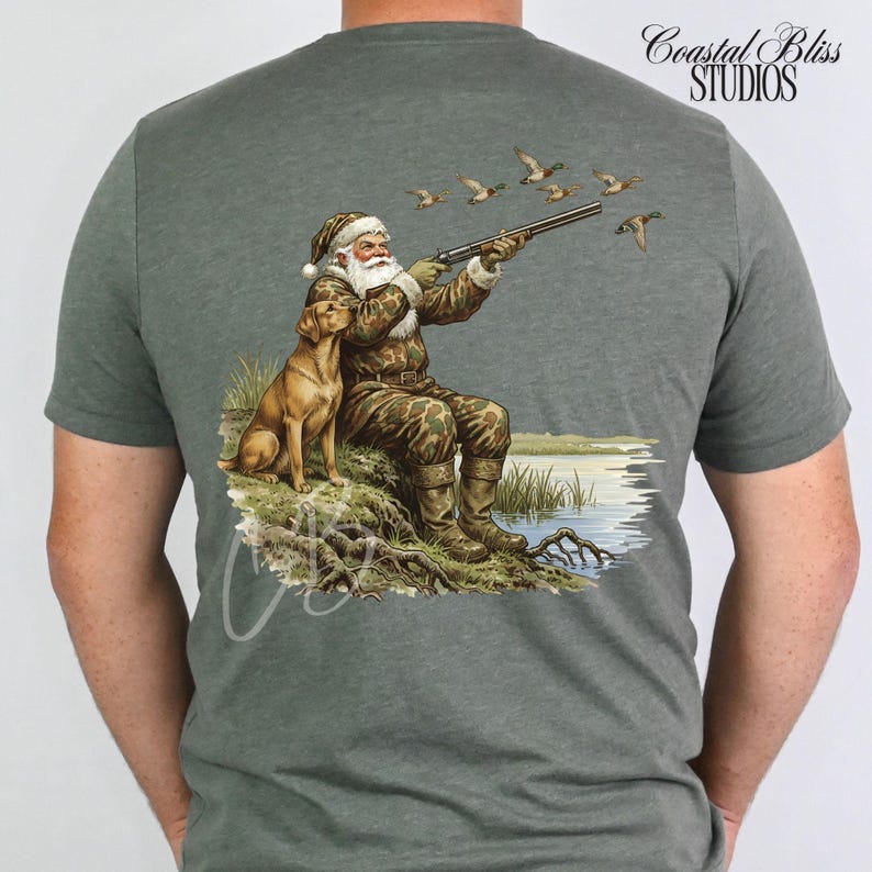 Duck Hunting Santa Camo Christmas, Santa and Dog Christmas PNG, Santa ...