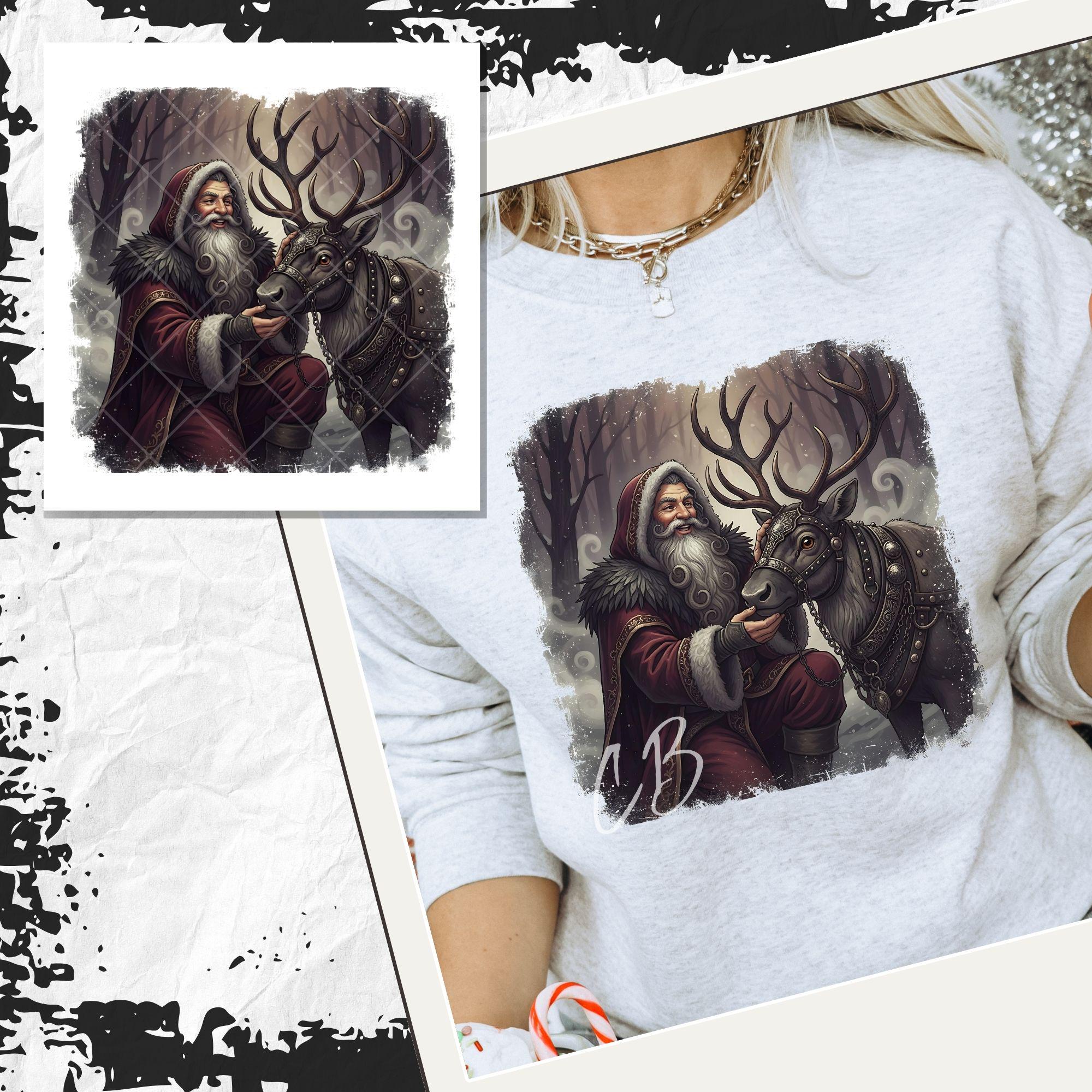 Gothic Santa and Reindeer PNG, Gothic Christmas Design, Gothic ...
