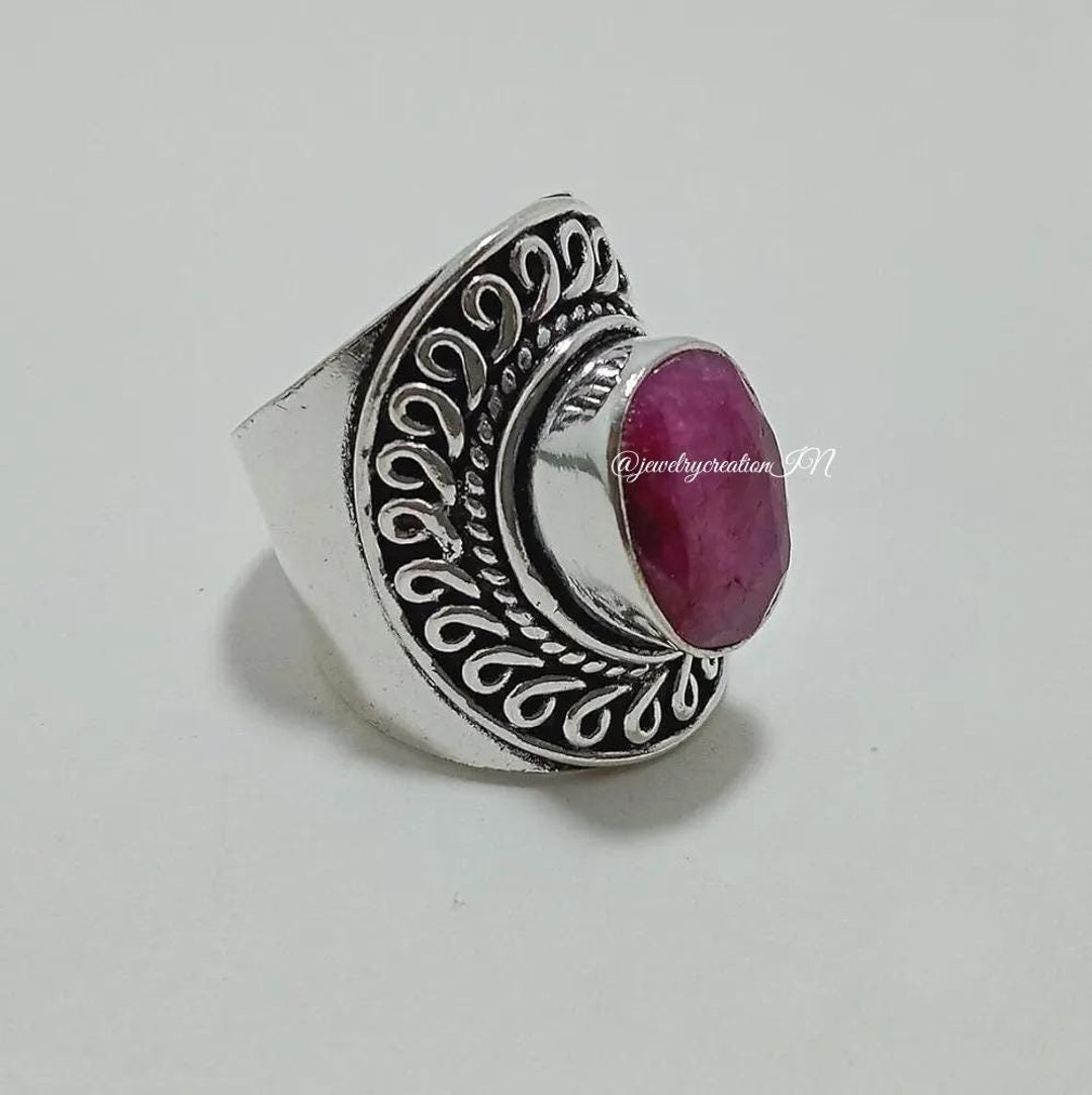 Indian Ruby Ring,925 Sterling Silver,dainty Ring,designer Ring,birthday ...