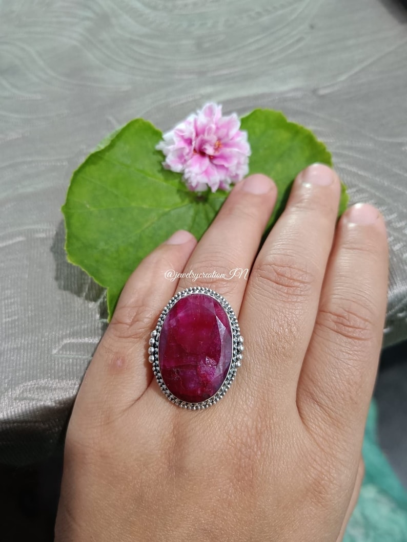 Ruby Ring925 Sterling Silverfaceted Ruby Ringhandmade - Etsy India