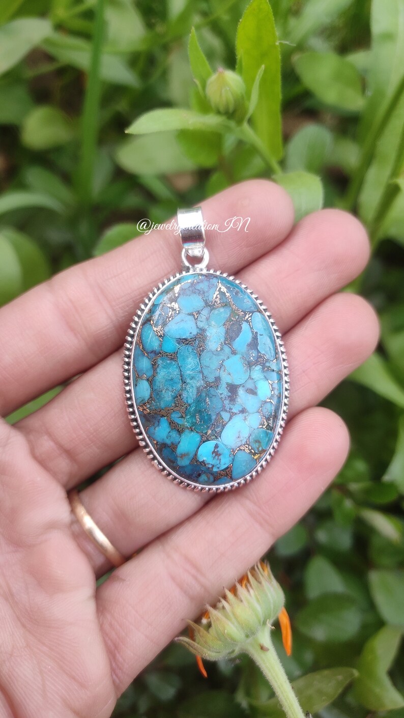 Blue Copper Turquoise Pendant925 Sterling Silverpromise - Etsy India