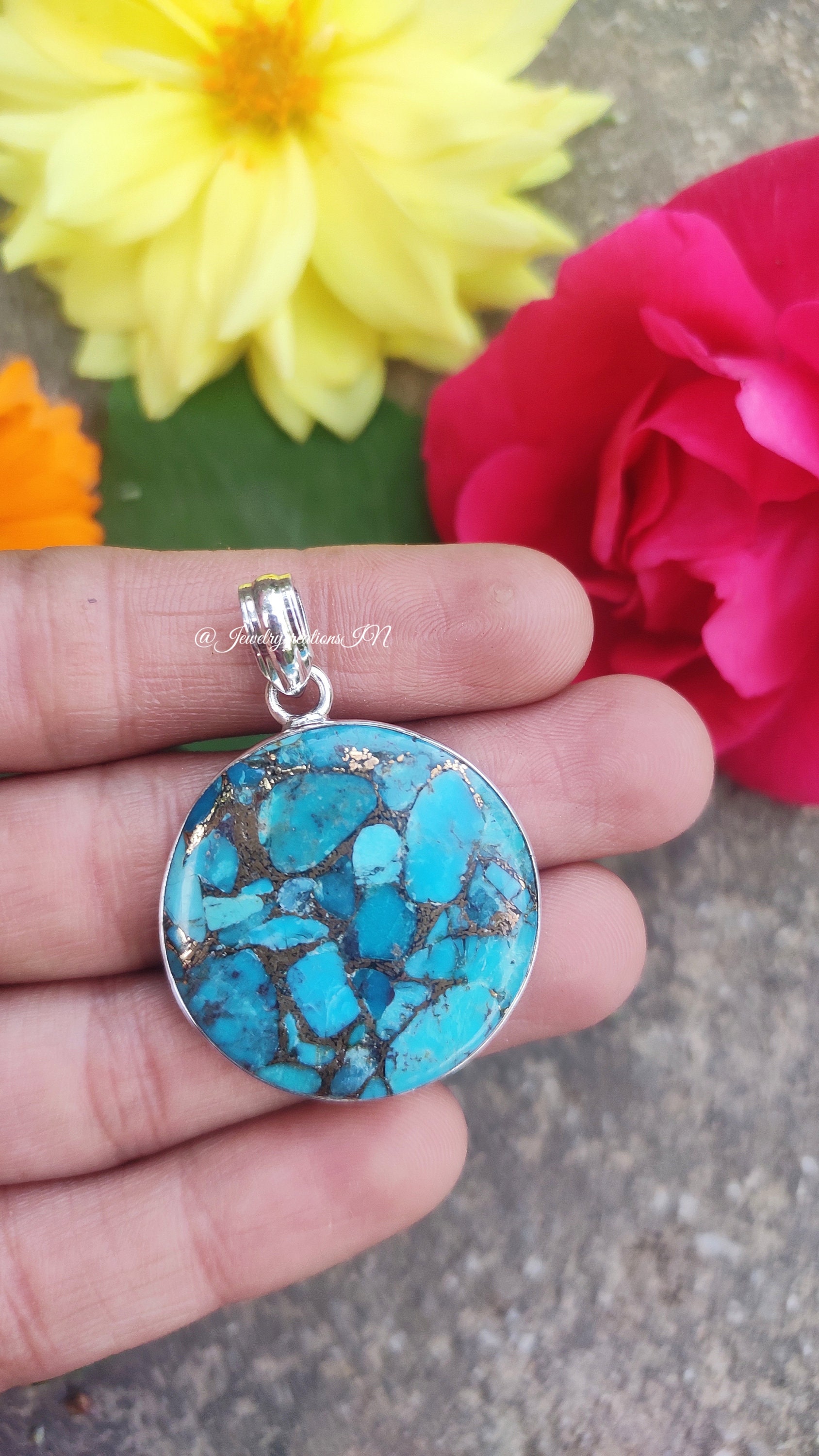 Blue Copper Turquoise Pendant925 Sterling Silverpromise - Etsy India