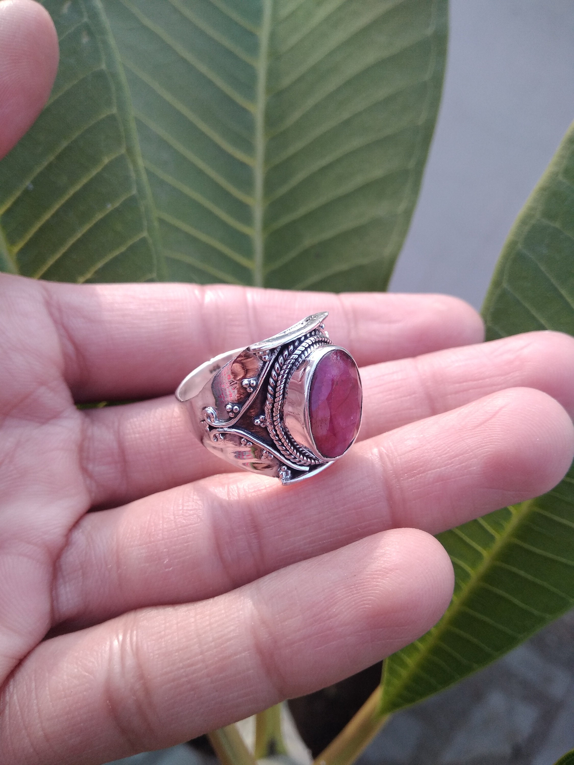 Ruby Ring925 Sterling Silverhandmade Ringsolitaire - Etsy India