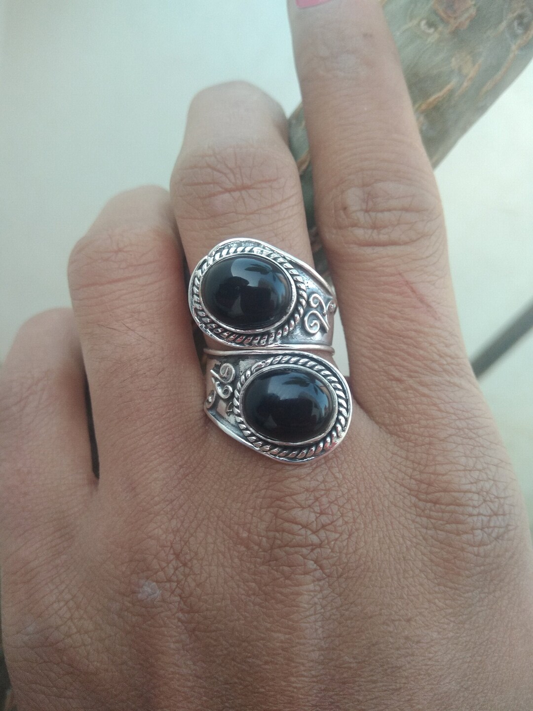 Bague en onyx noir, argent sterling 925, bague de créateur antique ...