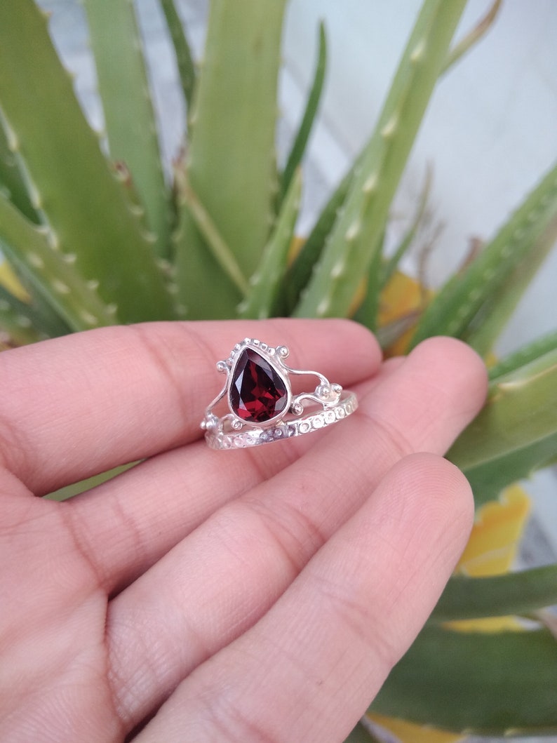 Natural Red Garnet Ring925 Sterling Silverjanuary - Etsy