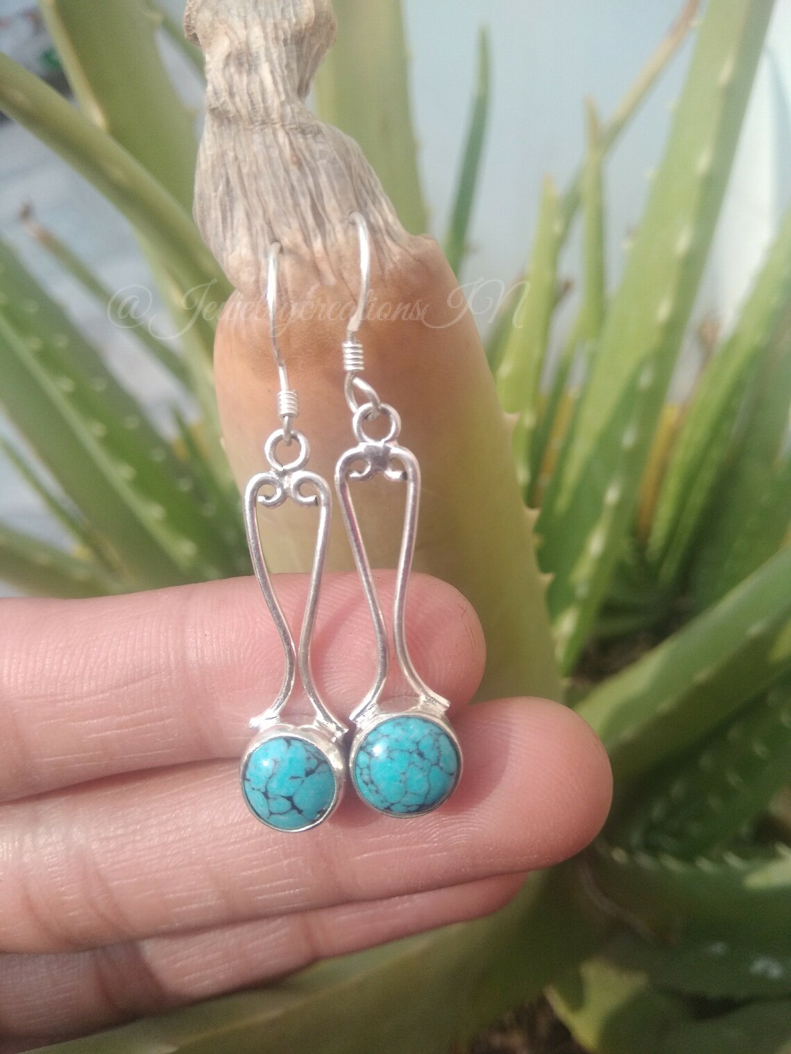 Aretes de turquesa 92.5% de plata esterlina aretes azules | Etsy