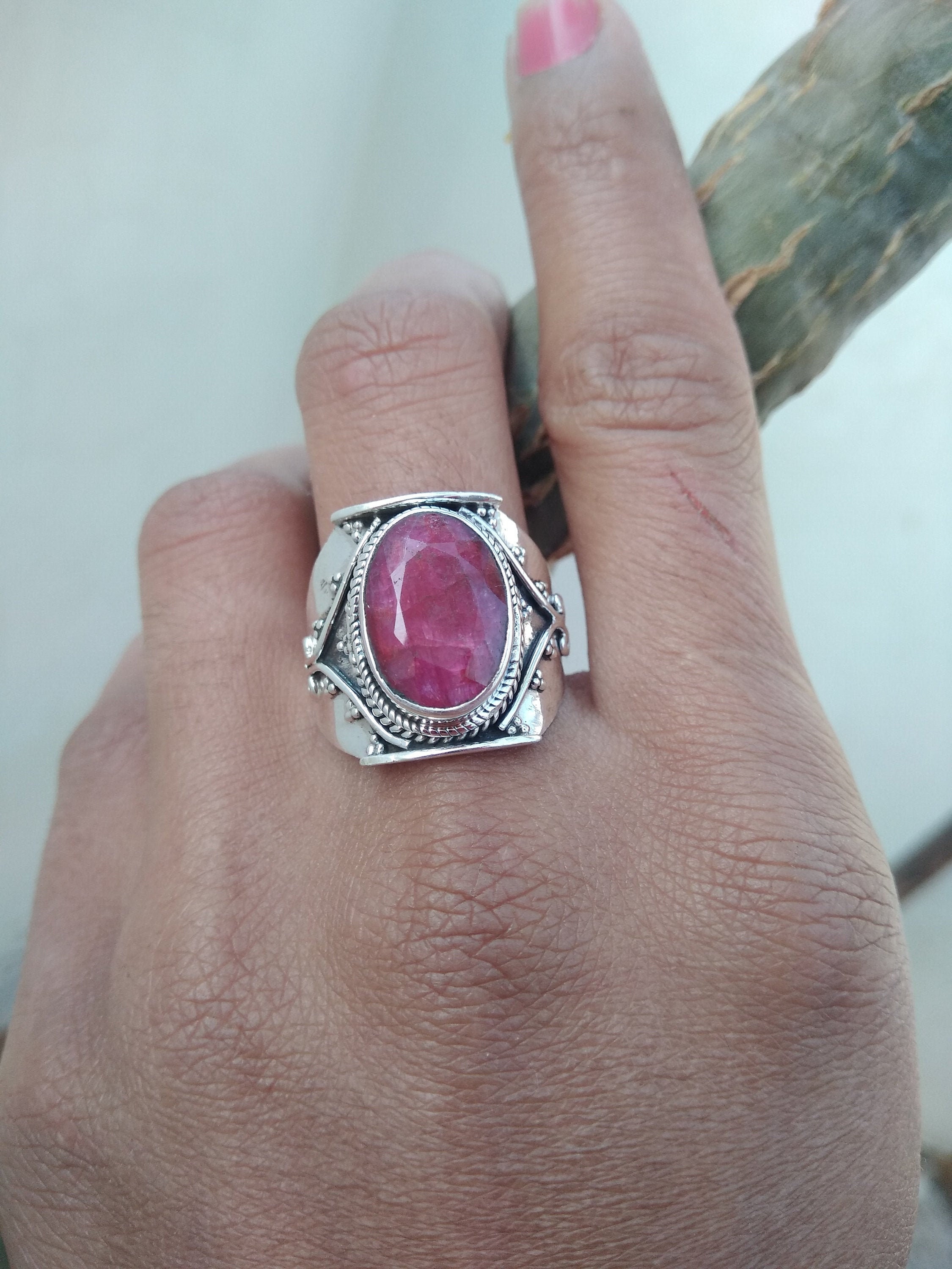 Ruby Ring925 Sterling Silverhandmade Ringsolitaire - Etsy India