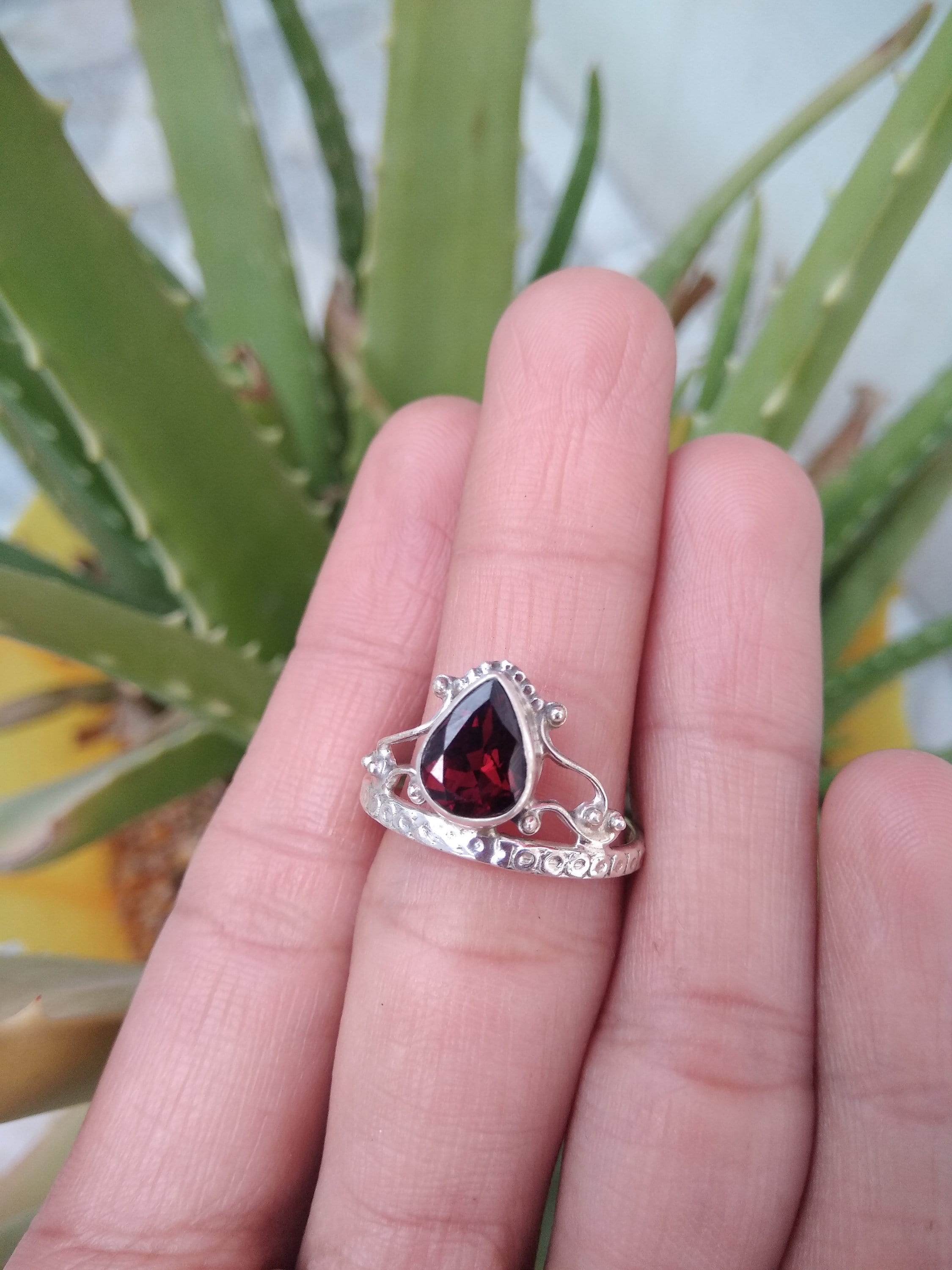 Natural Red Garnet Ring925 Sterling SilverJanuary | Etsy