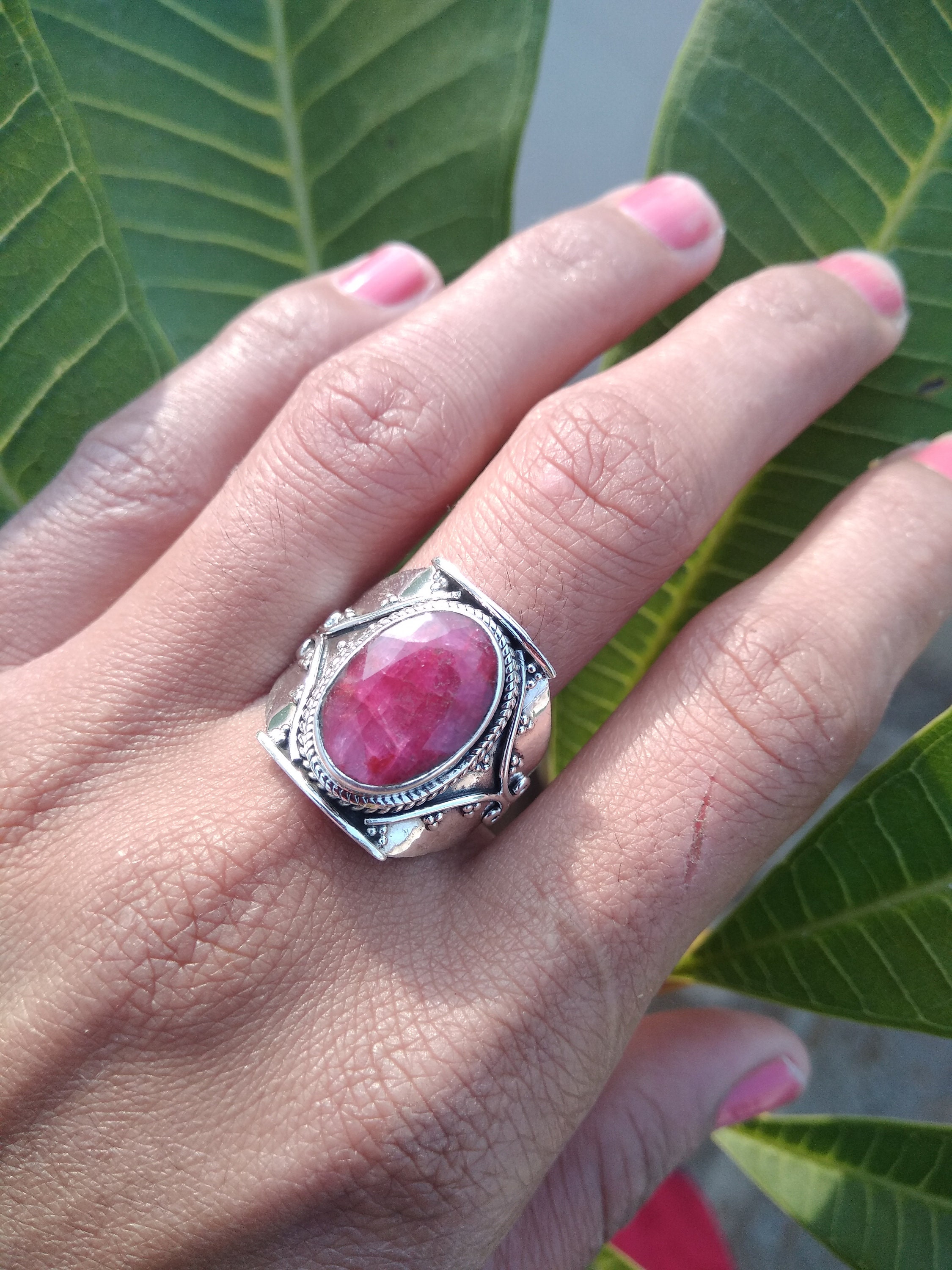 Ruby Ring925 Sterling Silverhandmade Ringsolitaire - Etsy India