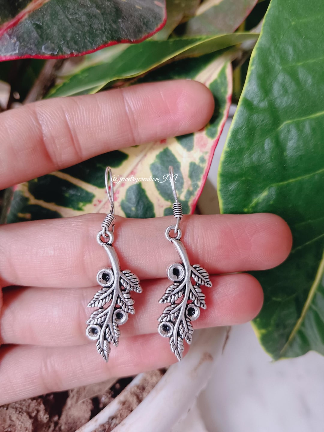 Leaf Design Earrings,sterling Silver Earrings,oxidised Earring ...