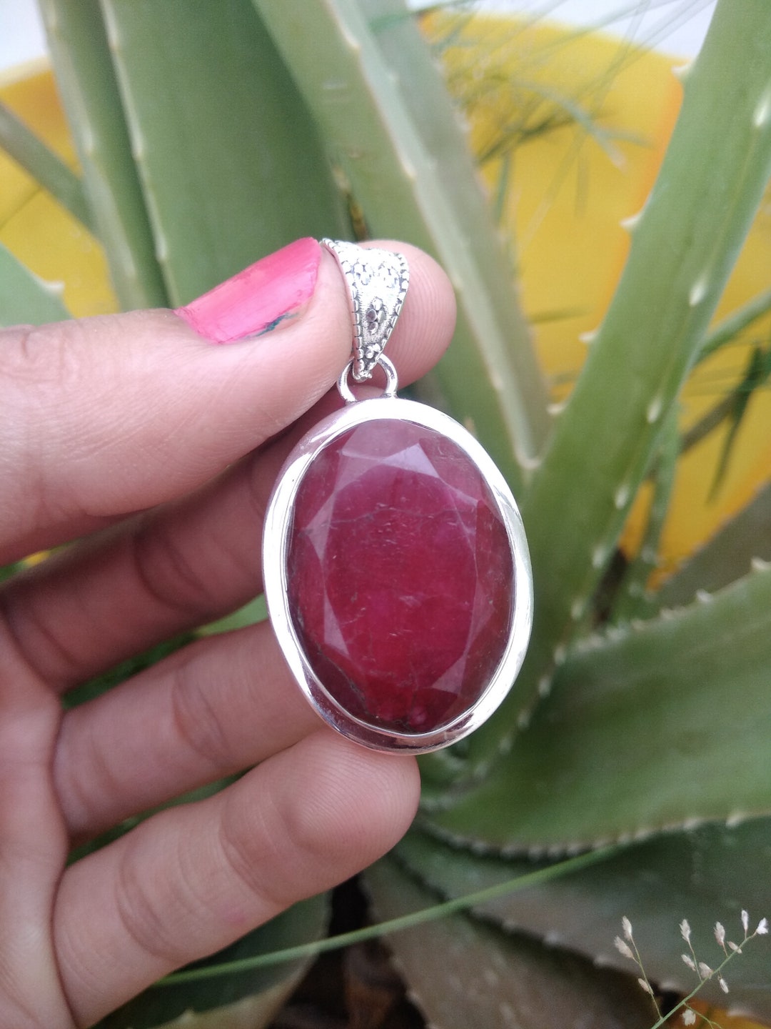 Ruby Pendant,925 Sterling Silver,gothic Pendant,ruby Gemstone Pendant ...