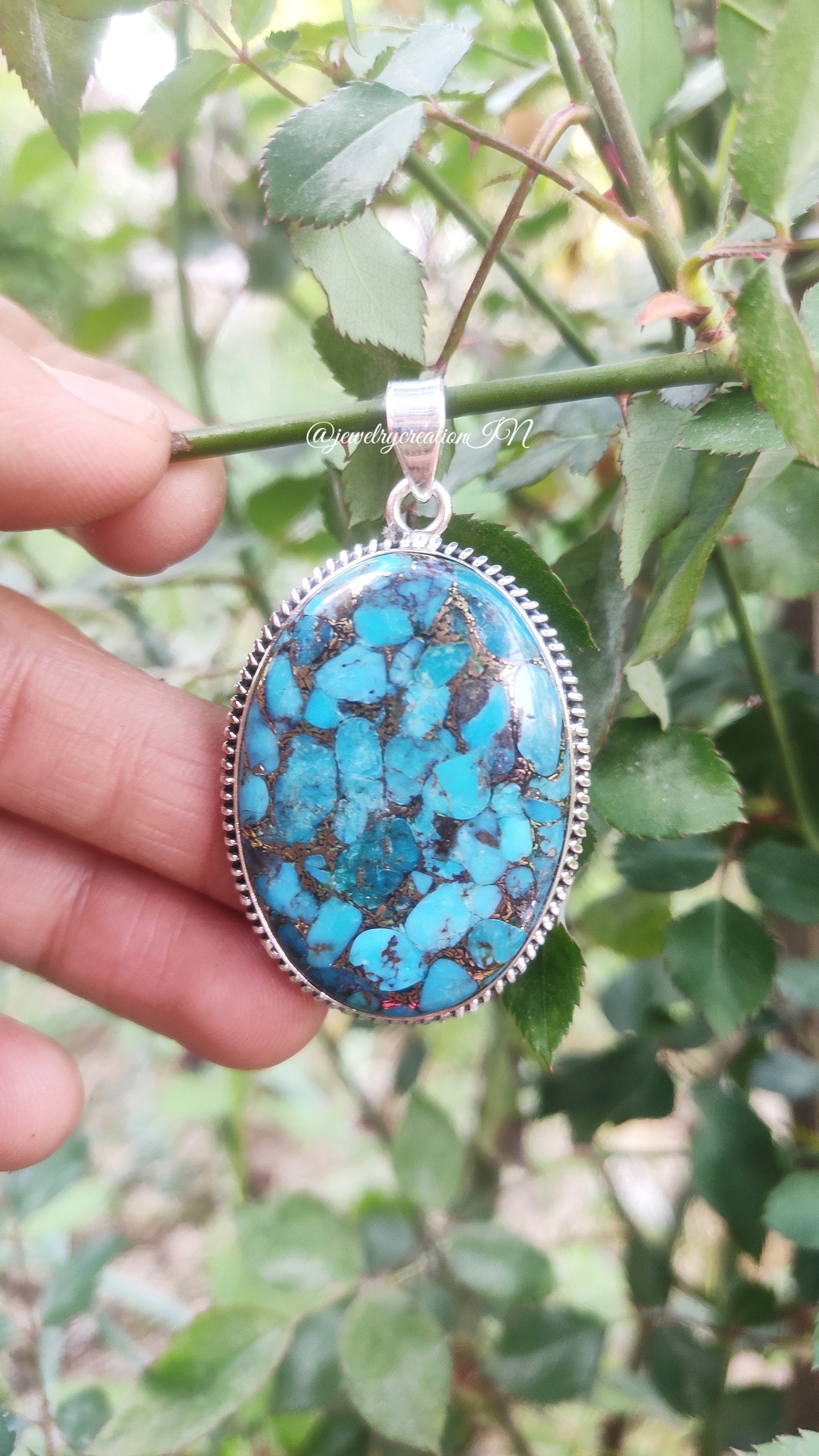 Blue Copper Turquoise Pendant925 Sterling Silverpromise - Etsy India