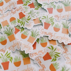 Growing Everyday Potted Plant Clear Sticker Plant Sticker, Potted ...