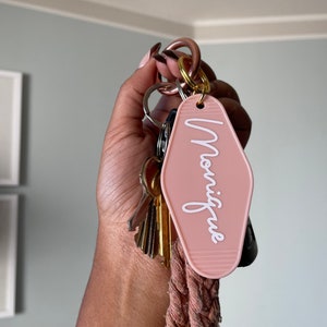 Personalized Keychain | Custom Name Keychain, Custom Motel Keychains | Retro, Keychain, Gift ...