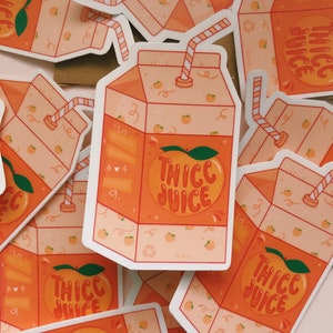 Thicc Juice Matte Vinyl Sticker Thicc Meme Sticker Peach Sticker, Fruit ...