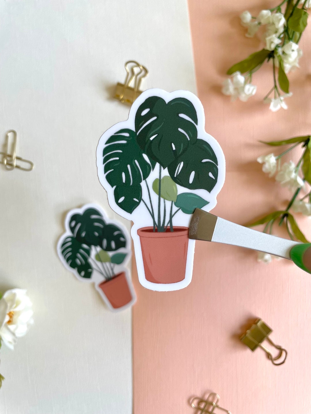 Monstera Potted Plant Vinyl Sticker | Monstera Sticker, Plant Stickers ...