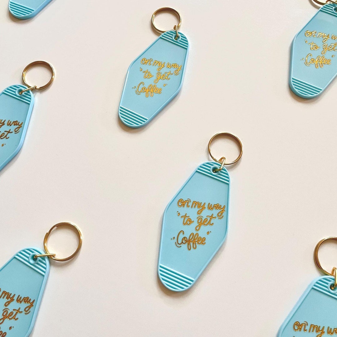 On My Way to Get Coffee Motel Keychain, Vintage Keychain | Retro ...