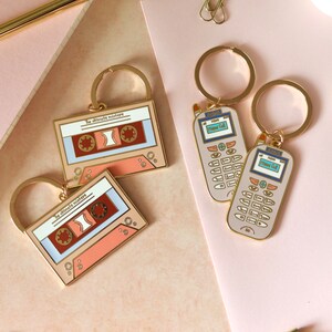 90s Zokia Cell Phone Enamel Keychain | Gold Keychain, Retro Keychain ...
