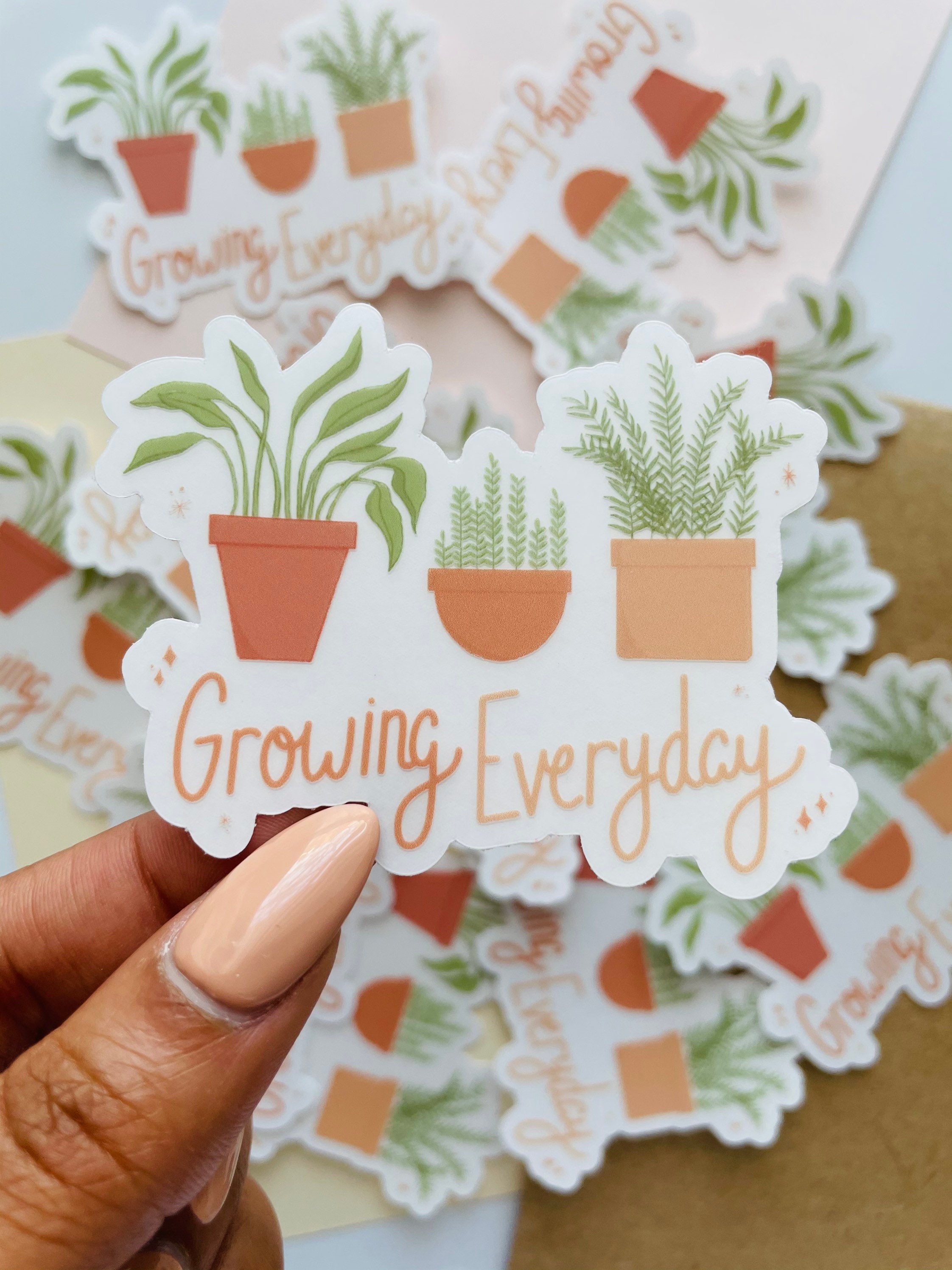Growing Everyday Potted Plant Clear Sticker Plant Sticker - Etsy