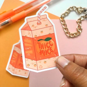 Thicc Juice Matte Vinyl Sticker Thicc Meme Sticker Peach Sticker, Fruit ...