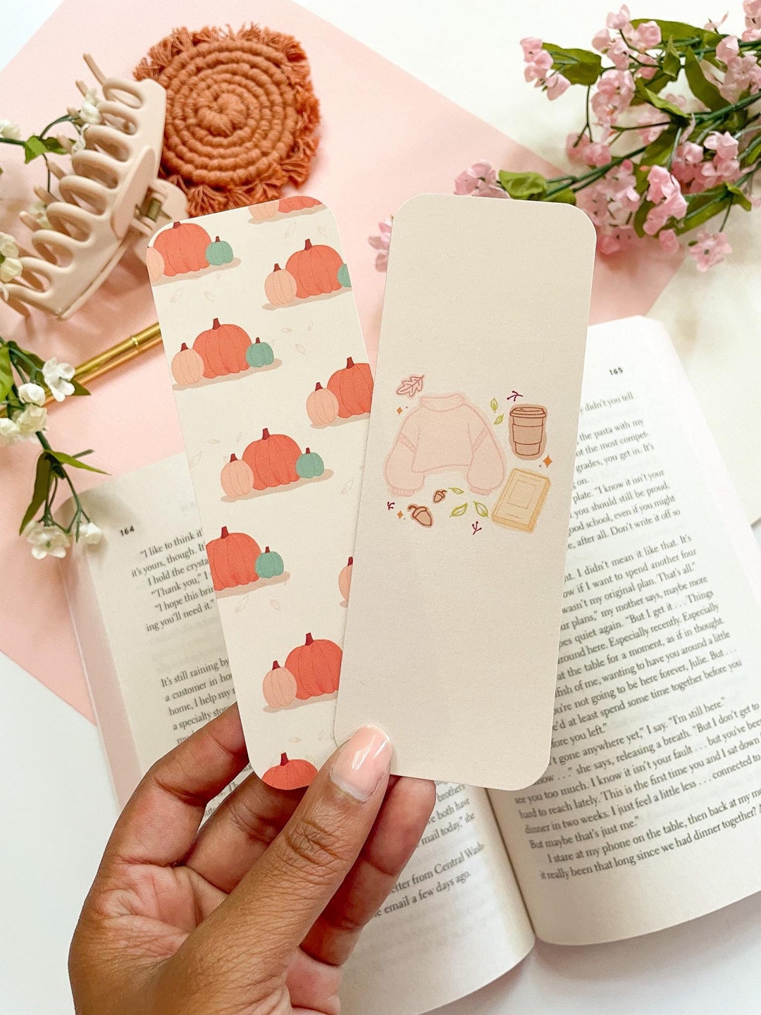 Fall Bookmark Set | Girly Fall Bookmarks, Double-sided Bookmarks Cozy ...