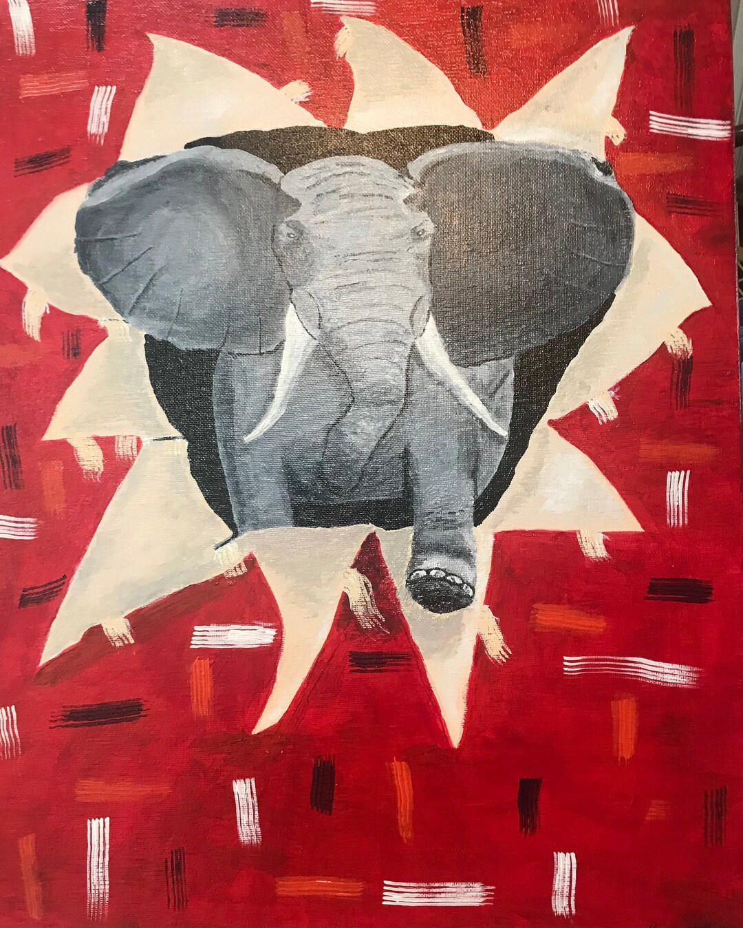 Elephant Painting, Big Al, Roll Tide, University of Alabama - Etsy
