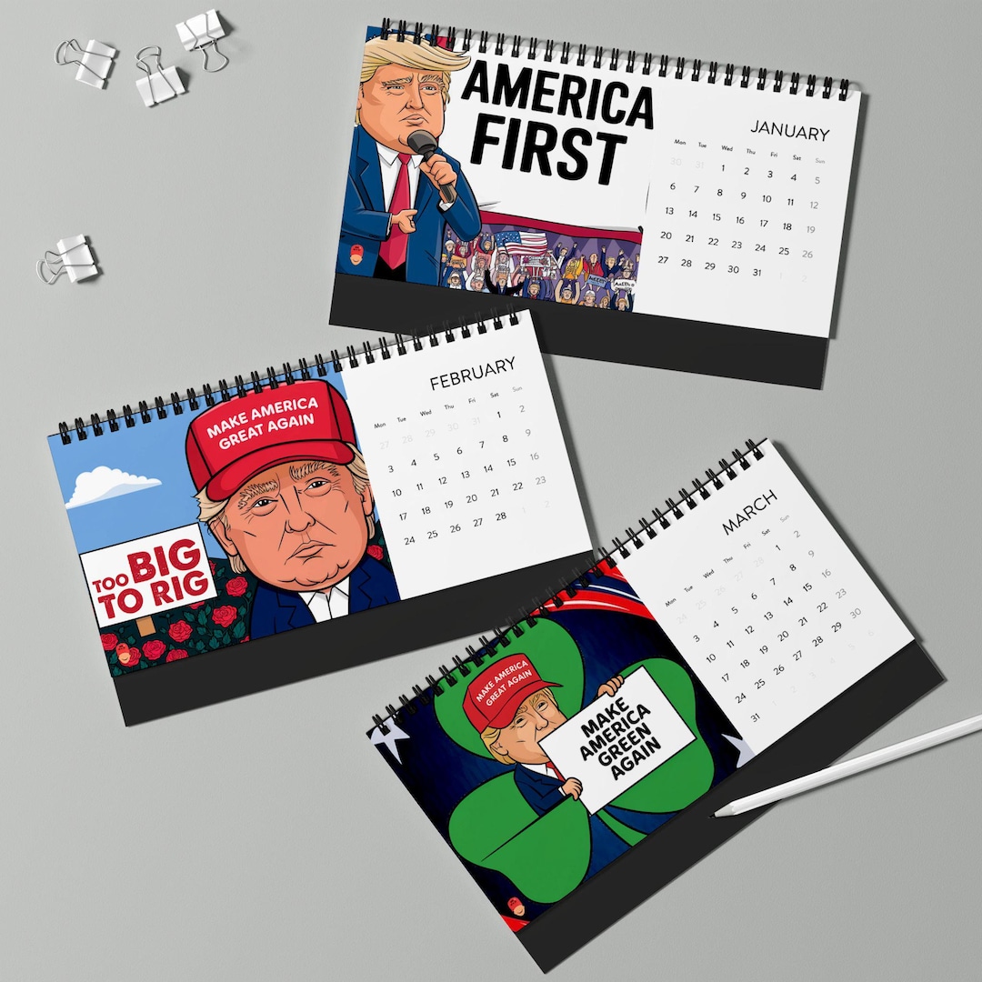 Donald Trump 2025 Cartoon Desktop Calendar, Trump Supporter, Donald ...