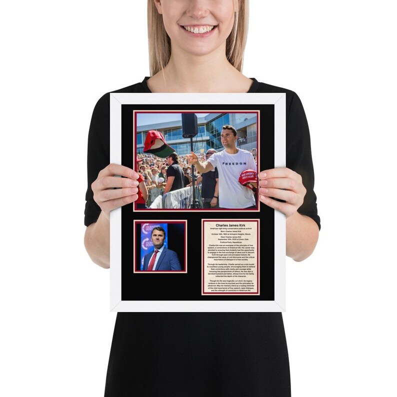 Charlie Kirk Memorial Enduring Black Photo Frame - True Patriot MAGA ...