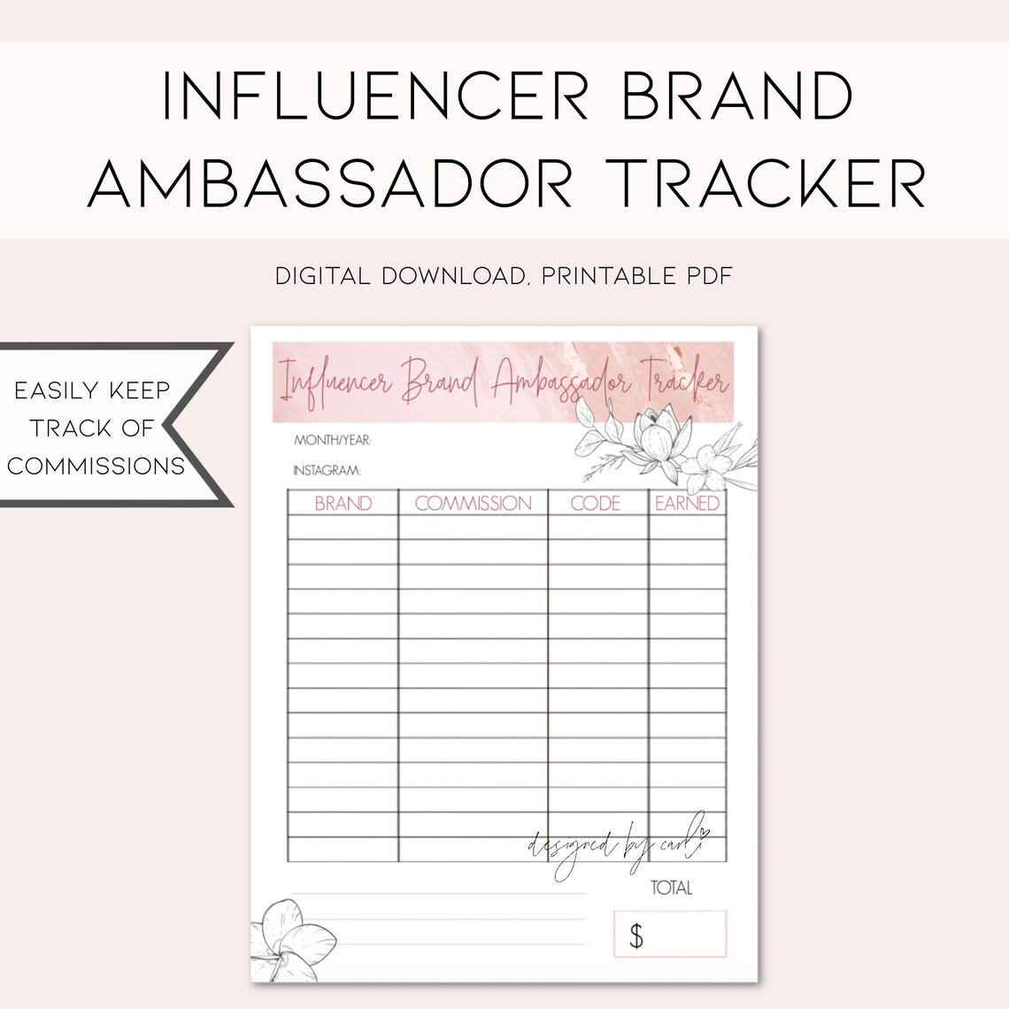 Instagram Influencer Brand Ambassador Tracker Planner Instant - Etsy