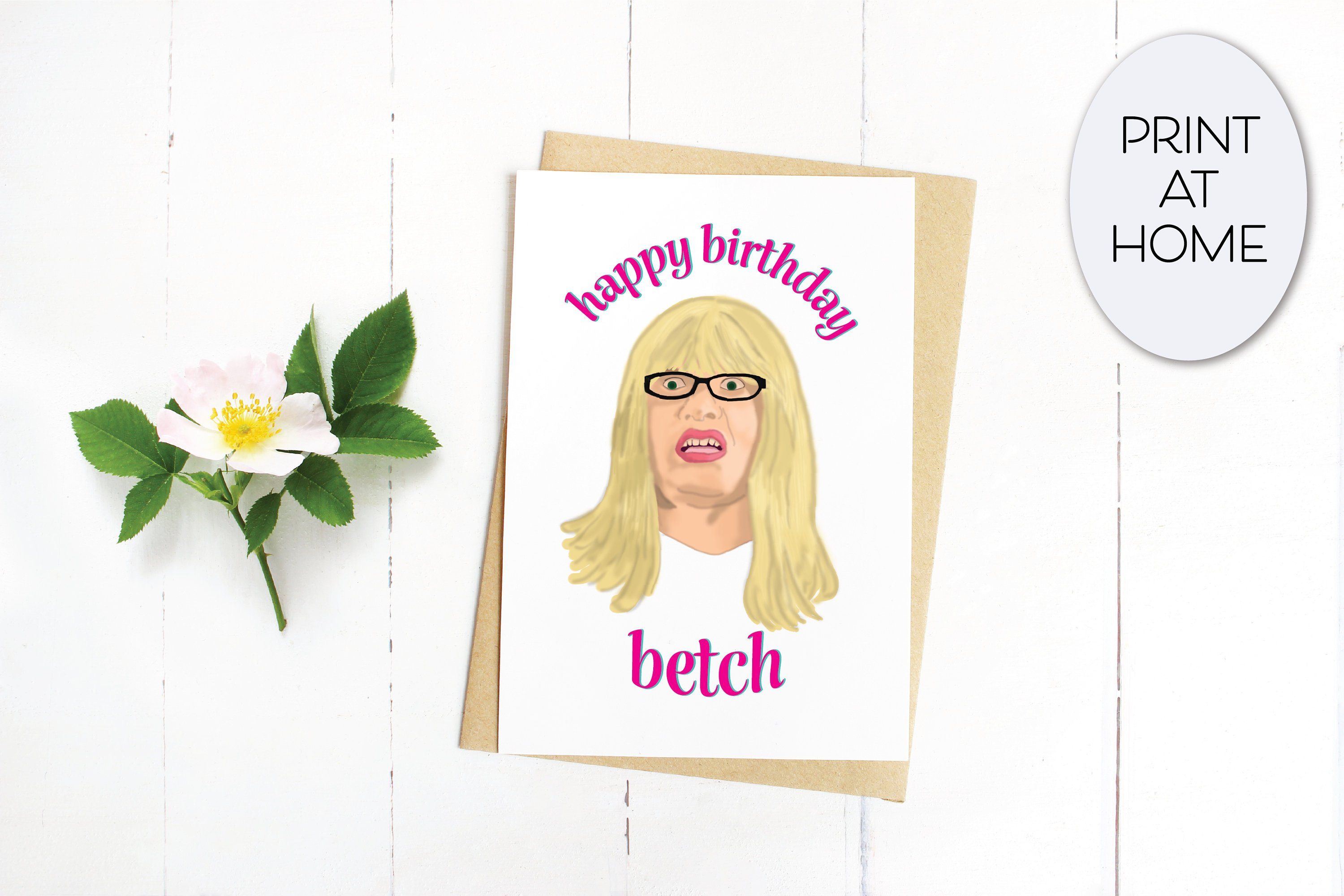 Printable Card, Instant Download, Happy Birthday Betch, Kelly Shoes ...