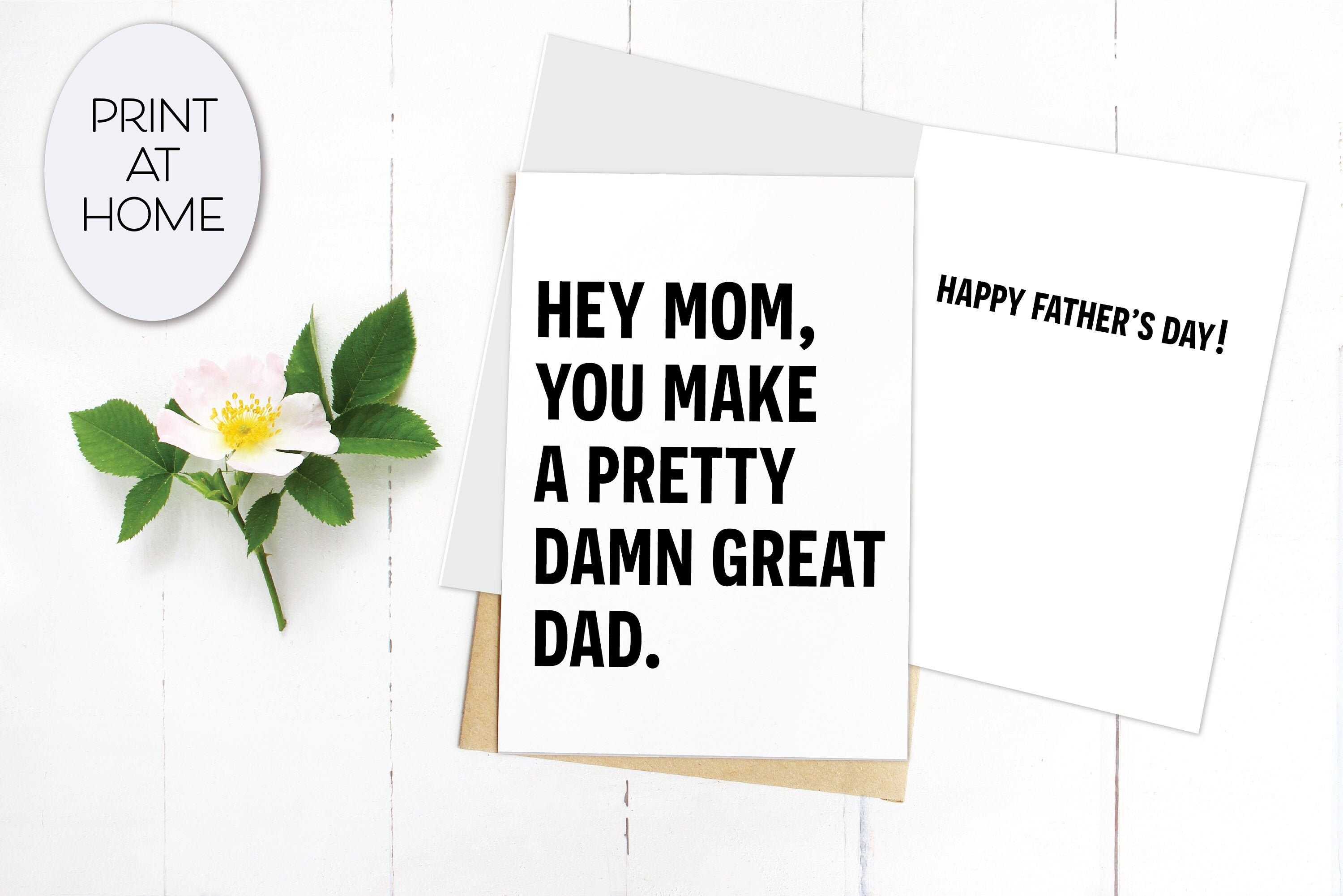 Father's Day Card for Mom, Printable Card, Instant Download, Two Sizes ...
