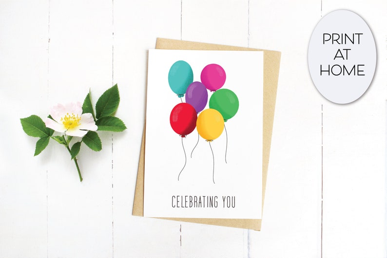 Two Sizes, Printable Card, Instant Download, Birthday Card, Celebrating ...