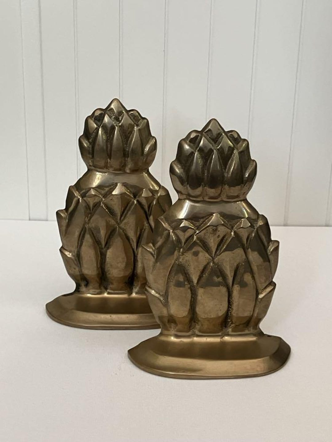 Vintage Pair Solid Brass Bookends / Set of 2 Pineapples / Preppy ...
