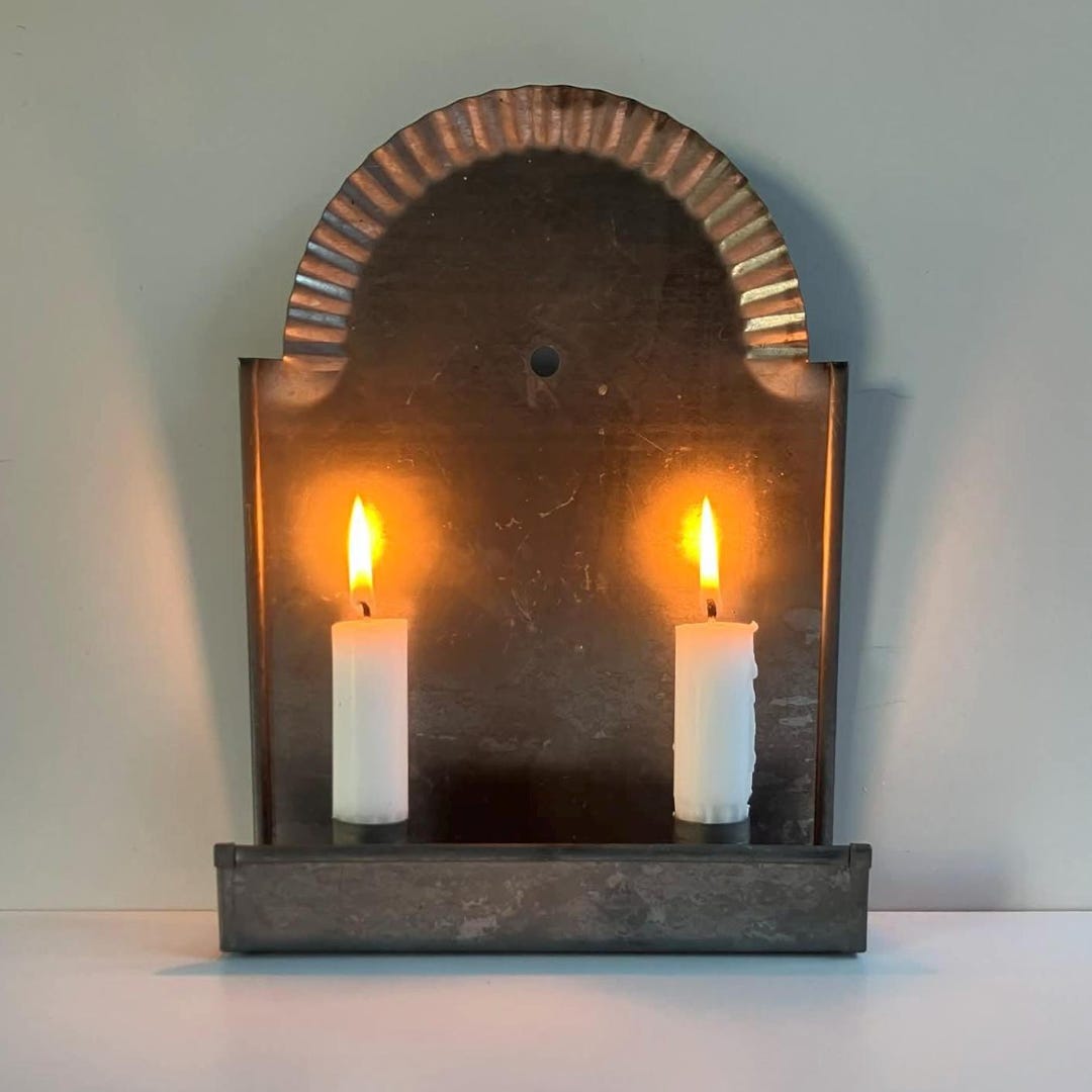 Vintage Primitive Tin Double Candle Wall Sconce Colonial Style - Etsy