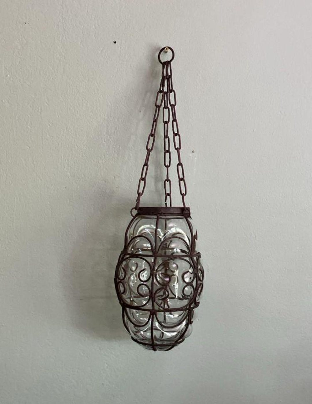 Midcentury Modern Vintage Caged Bubble Glass Hanging Lantern Pendant - Etsy