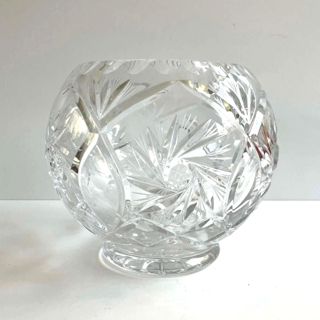 Vintage Crystal Pinwheel Rose Bowl Vase / Hand Cut 24% Lead - Etsy