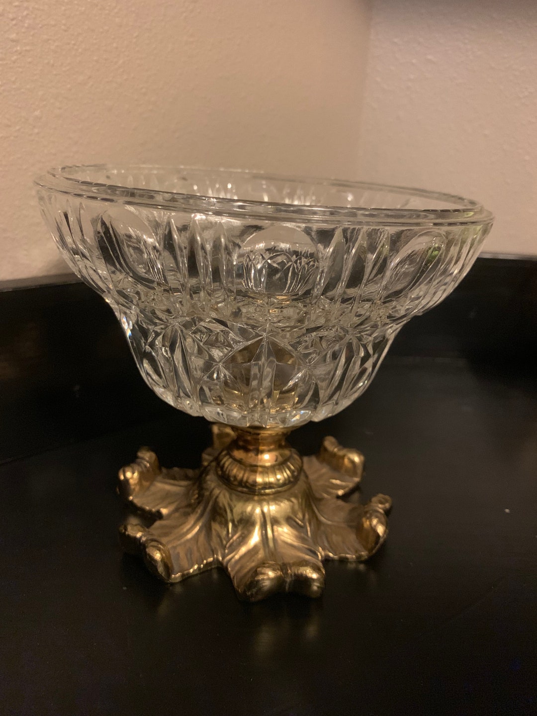 Glass Gold Pedestal Bowl - Etsy