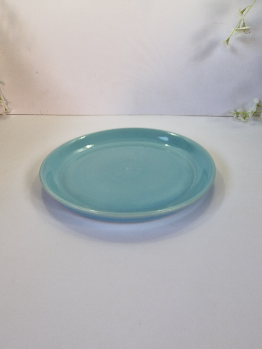 Light Blue Ceramic Coupe Plate, Light Blue Dinner Plate, Blue Stoneware ...