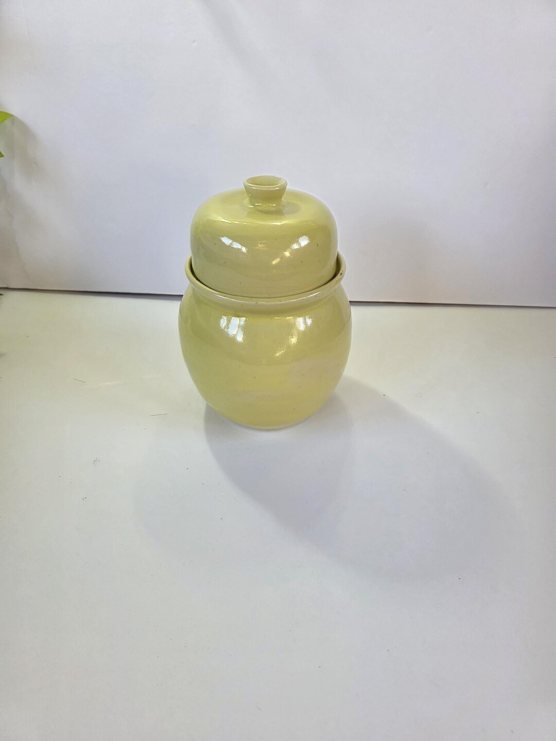 Yellow Glazed Ceramic Fermentation Crock: Stoneware Jar With Weight - Etsy