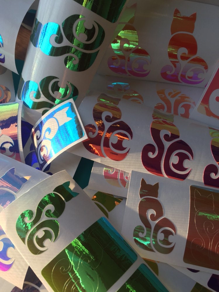 2 Sticker Set: the Scikedelic Cat | Holographic Kitty Edition | String ...