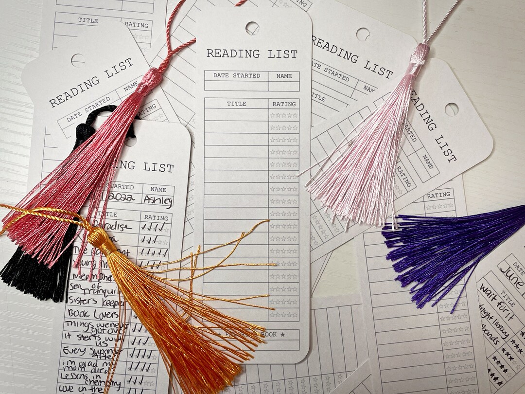 Personalized Reading List Bookmark Library Card, Double-sided Tracker ...