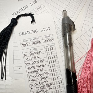Personalized Reading List Bookmark Library Card, Double-sided Tracker ...