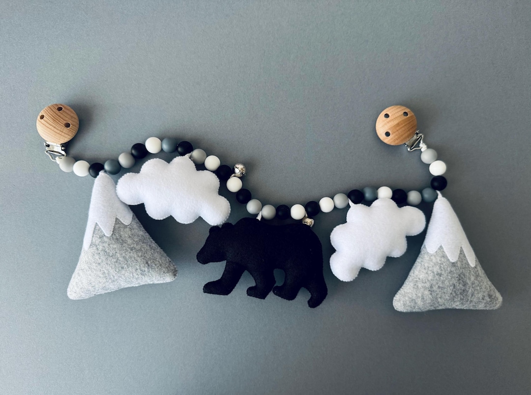 Monochrome Pram Garland Stroller Chain Unisex Baby Rattle Baby Shower ...