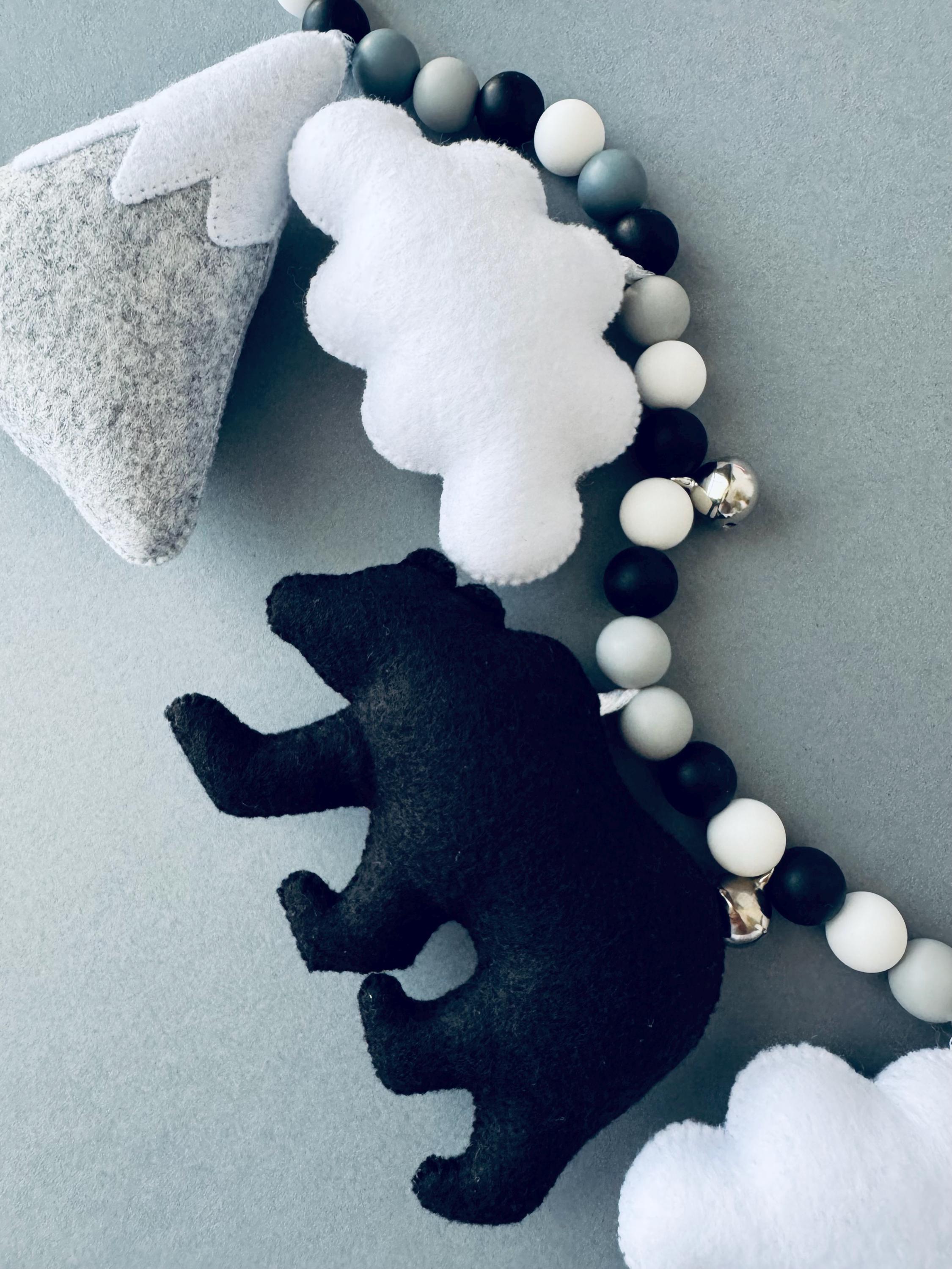 Monochrome Pram Garland Stroller Chain Unisex Baby Rattle Baby Shower ...