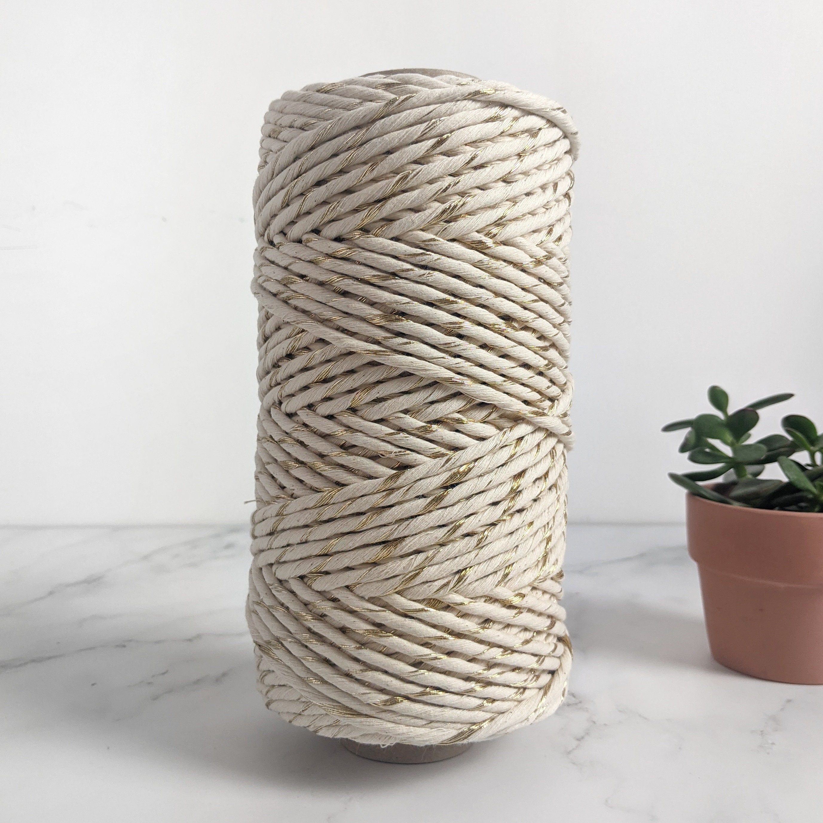 Gold Metallic-cotton Macramé String 5mm Single Twist - Etsy