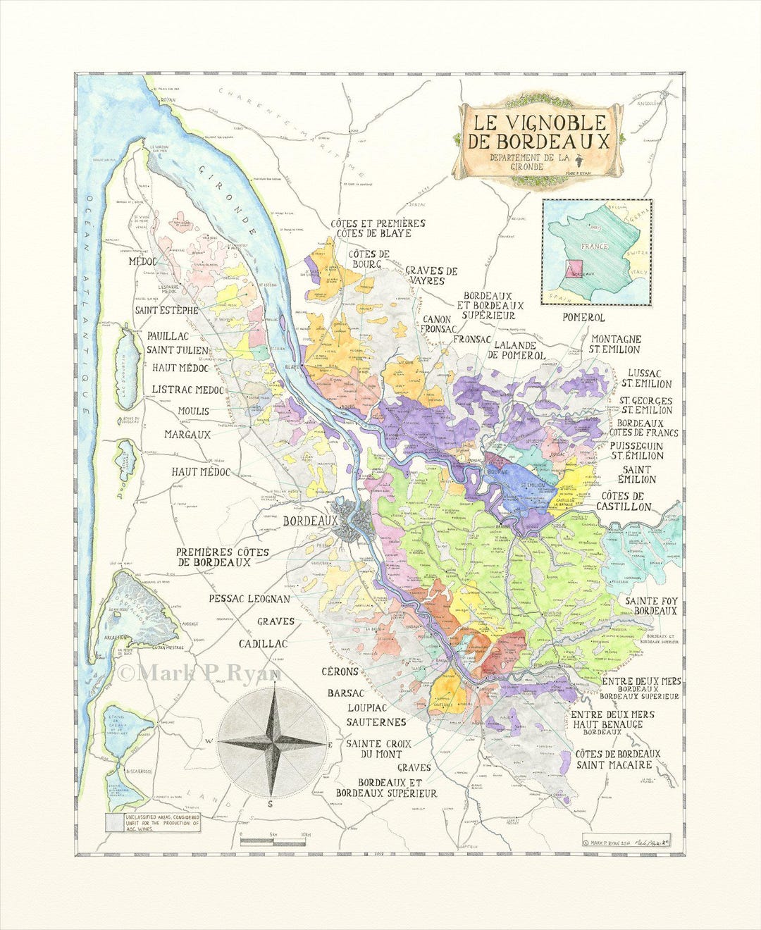 Bordeaux Wine Map - A Guide to the Wines of Bordeaux - Etsy