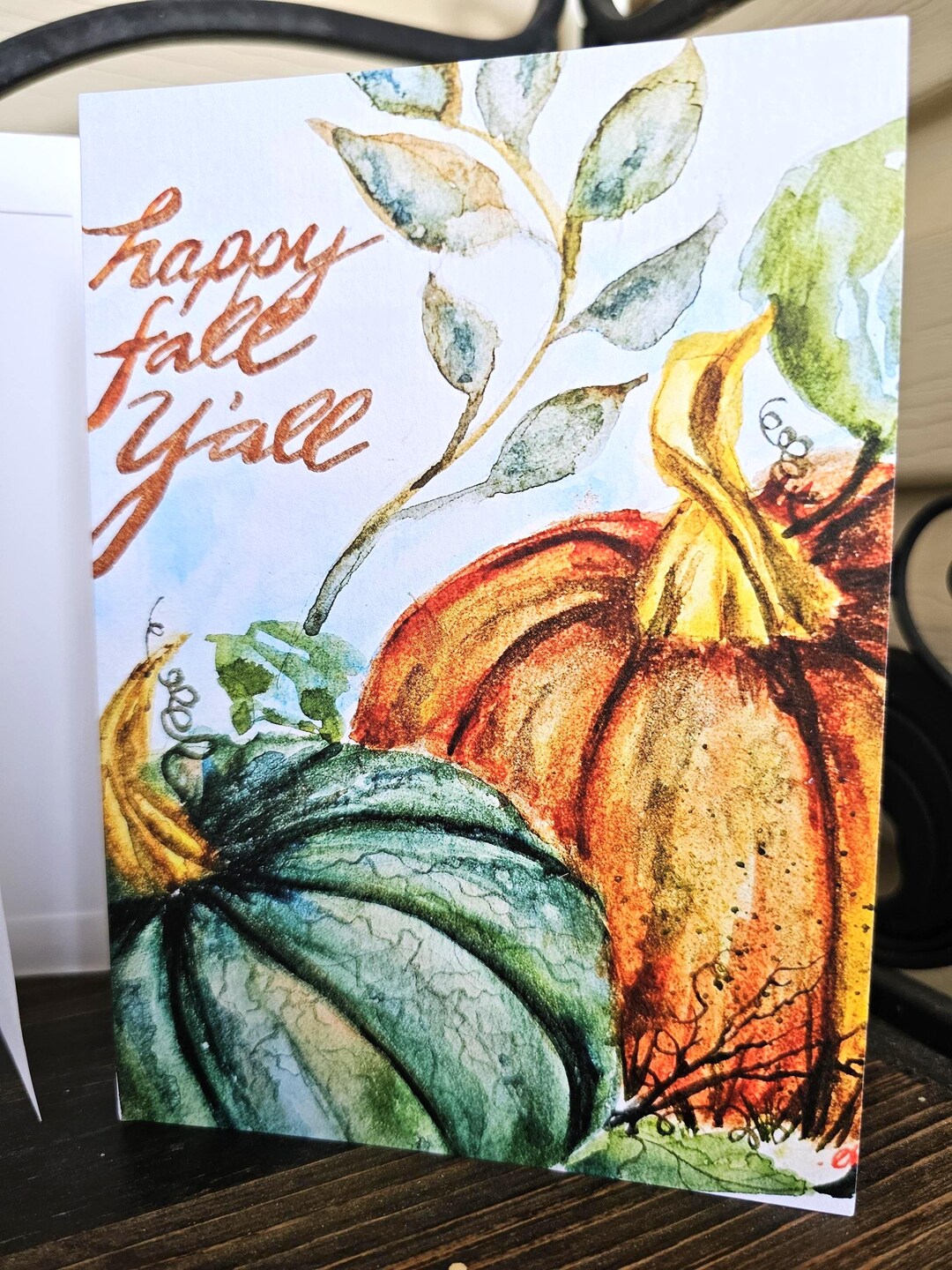 Watercolor Pumpkin Greeting Card: 'happy Fall Y'all' 5x7 With Envelope ...