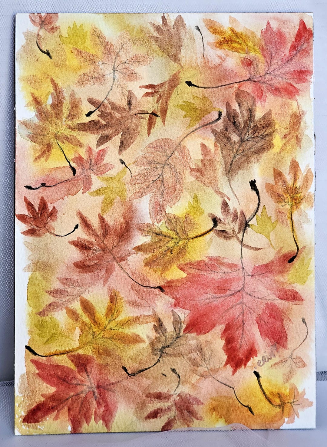 Original Watercolor Art Painting 'falling Fall' Unframed 9x6 Autumn ...