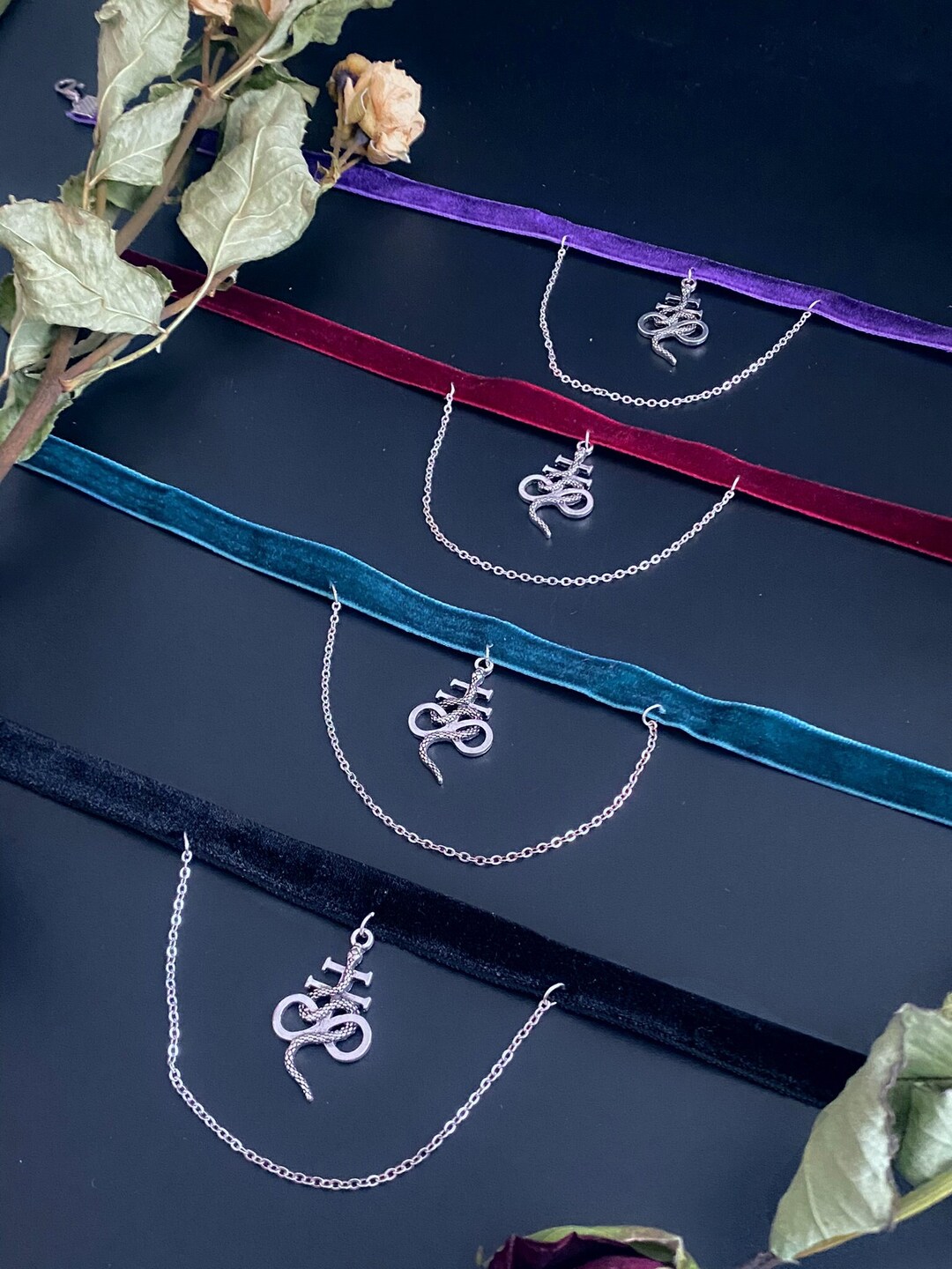Leviathan Cross and Snake Lucifer Satanic Choker Velvet Necklace - Etsy