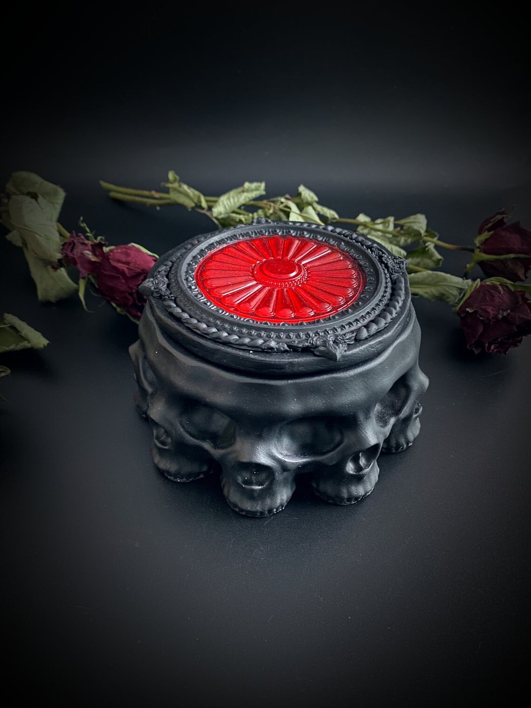 Black Skull Gothic Jewellery/trinket Box Crystal Sphere Holder - Etsy